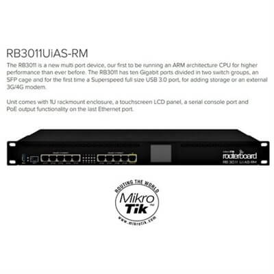 MikroTik RB3011UIAS-RM | Router | 10x RJ45 1000Mb/s, 1x SFP, 1x USB